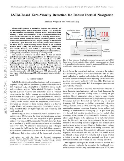 Lstm Based Zero Velocity Detection For Robust Inertial Navigation Deepai