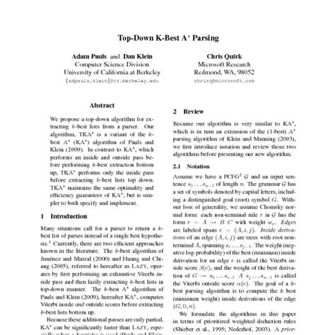 Top Down K Best A Parsing Acl Anthology