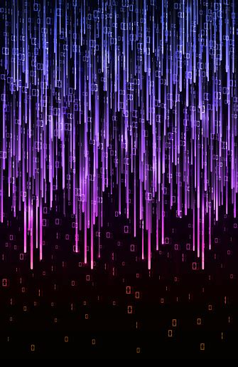 Vector Abstract Big Data Visualization Blue Flow Of Data As Matrix Code