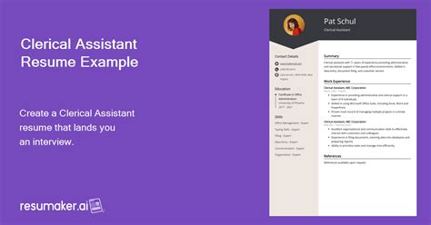 Clerical Assistant Resume Example For 2025