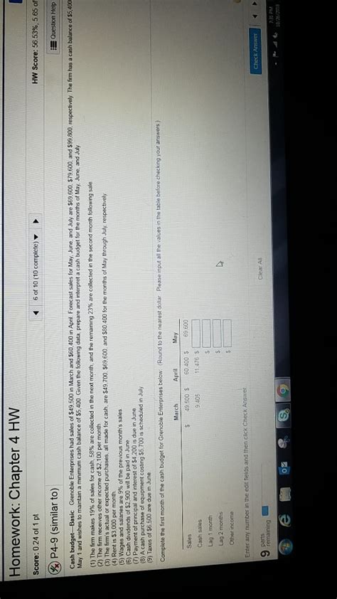Solved Homework Chapter 4 Hw Score 0 24 Of 1 Pt And P4 9