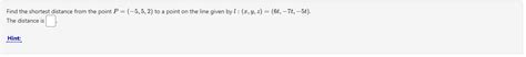 Solved Find The Shortest Distance From The Point P Chegg