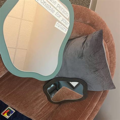 Small Wall Mirror Sage Green Decor Vanity Mirror Asymmetrical Mirror Wavy Mirror Mirror Wall