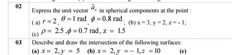 02 Express The Unit Vector Hat { A } { X } In Spherical Components At