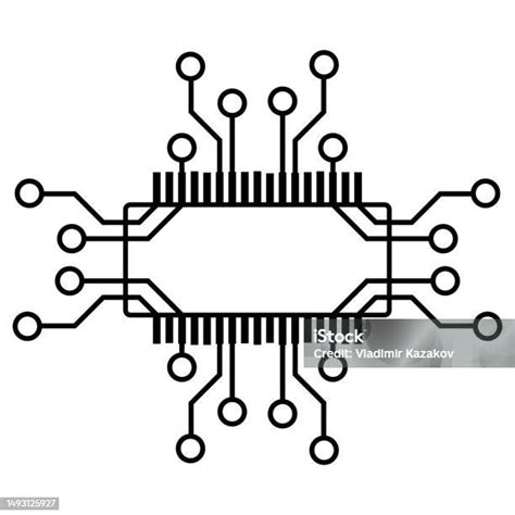 Siluet Chip Atau Komponen Skematik Sederhana Untuk Sirkuit Mikro Yang Diisolasi Dengan Latar