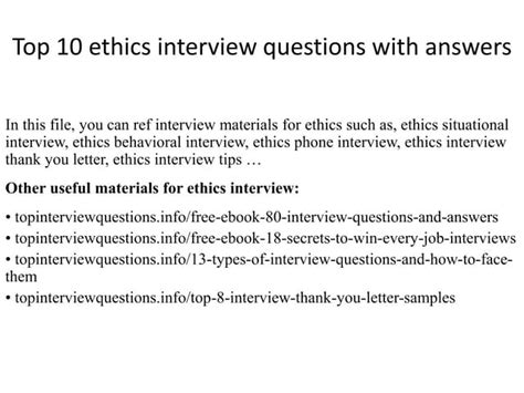 Top 36 Ethics Interview Questions With Answers Pdf Pdf