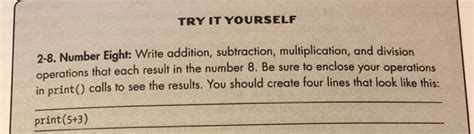 Solved TRY IT YOURSELF 2 8 Number Eight Write Addition Chegg Com