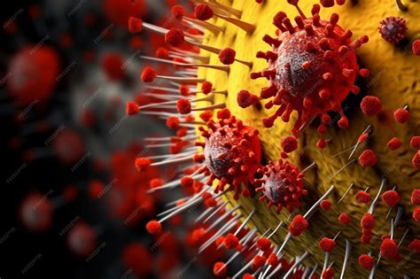 Premium Ai Image Red And Yellow Virus A Colorful Menace Generative Ai