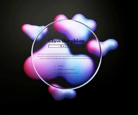 Premium Psd 3d Glass Morphism Interface Mockup With Circle Glass