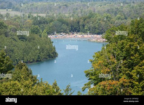 Overhead View The Lake From Hilltop Of Green Lakes State Park In