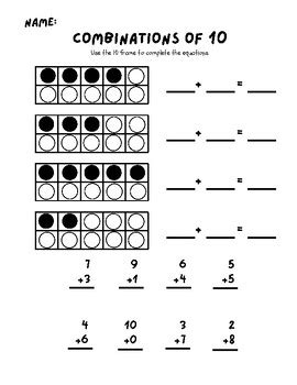 Combinations Of 10 Worksheet By PinkTeacher2024 TPT