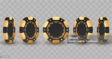 3d 금과 까만 부지깽이 칩의 세트 투명한 배경에 그림자를 가진 토큰 카드 카지노 게임 디자인 전단지 포스터 장식 배너 웹 광고에 대 한 벡터 일러스트 레이 션 0명에 대한