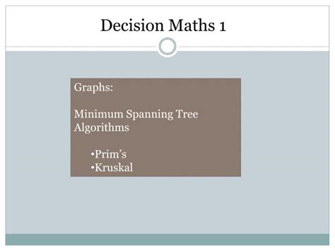 PPT Graphs Minimum Spanning Tree Algorithms Prims Kruskal PowerPoint Presentation ID