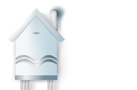 집의 모양에 현대 가스 보일 러 집에 따뜻하게 가정 개념을 워밍업 고립 된 3d 그림 가정 생활에 대한 스톡 벡터 아트 및 기타 이미지 가정 생활 기체 물리 구조