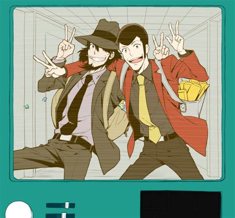 Safebooru 2boys Arsene Lupin Iii Bag Beard Black Hair Cigarette