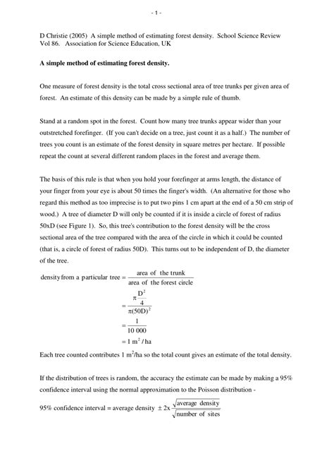 Pdf A Simple Method Of Estimating Forest Density