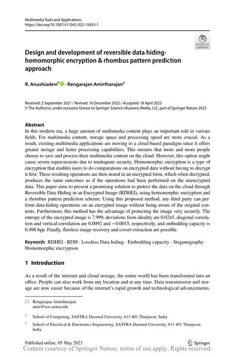 design and development of reversible data hiding homomorphic