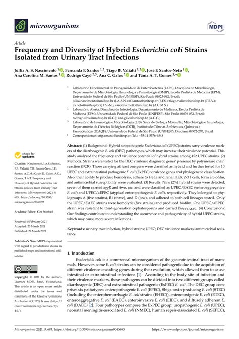 Pdf Frequency And Diversity Of Hybrid Escherichia Coli Strains