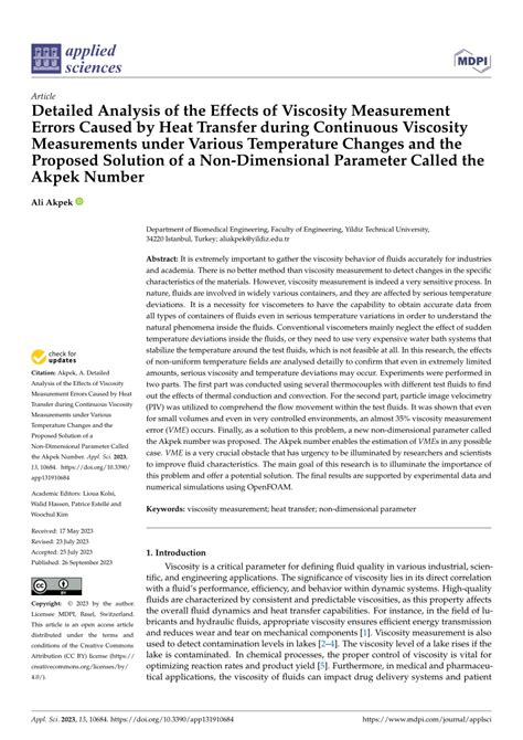 Pdf Detailed Analysis Of The Effects Of Viscosity Measurement Errors