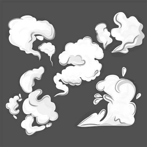 Premium Vector | Set of stylized white clouds. white smoke cloud comic set. comic dust explosion ...