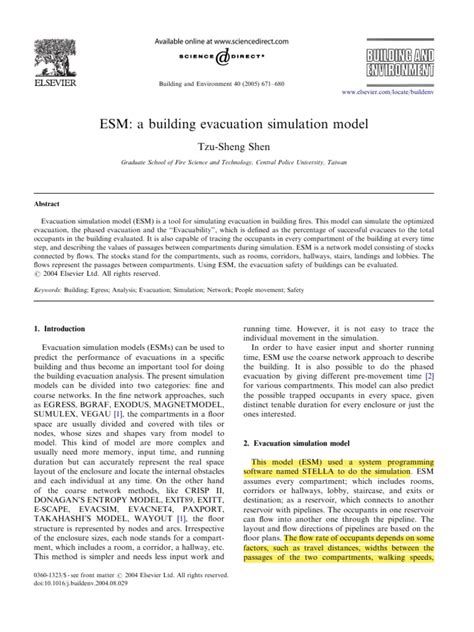 Esm A Building Evacuation Simulation Model Pdf Emergency Evacuation