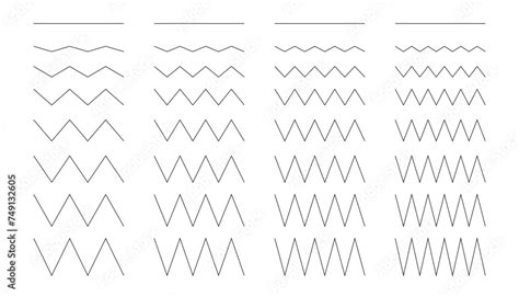 Set Of Zig Zag Wavy Vector Collection Of Different Thin Line Wide And Narrow Wavy Line Curvy