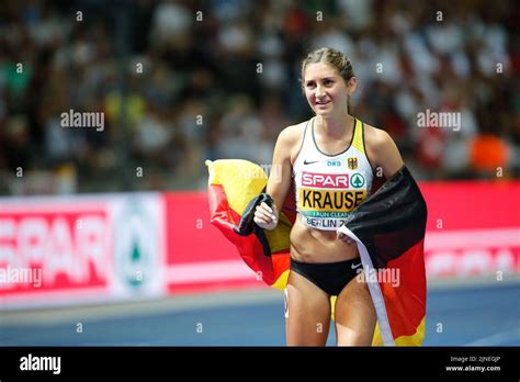 Gesa Krause With The Flag Of His Country At The European Athletics Championships In Berlin 2018