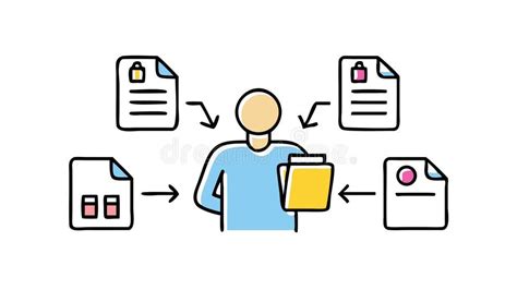 Person Processing Documents And Data Flow Icon Vector Design