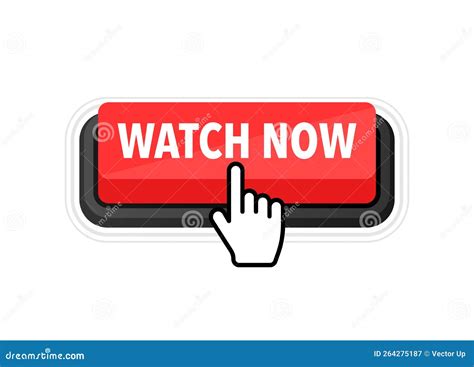 Watch Now Button With Cursor Pointer Click Vector Web Button Stock Vector Illustration Of