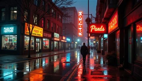 Free Rainy Neon Night Image Neon Rain Urban Download At Stockcake