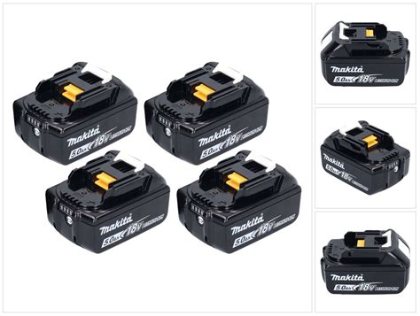 Makita Akku Set 4x BL 1850 B 18 V 5,0 Ah / 5000 mAh Li-Ion Akku ( 4x 1 ...