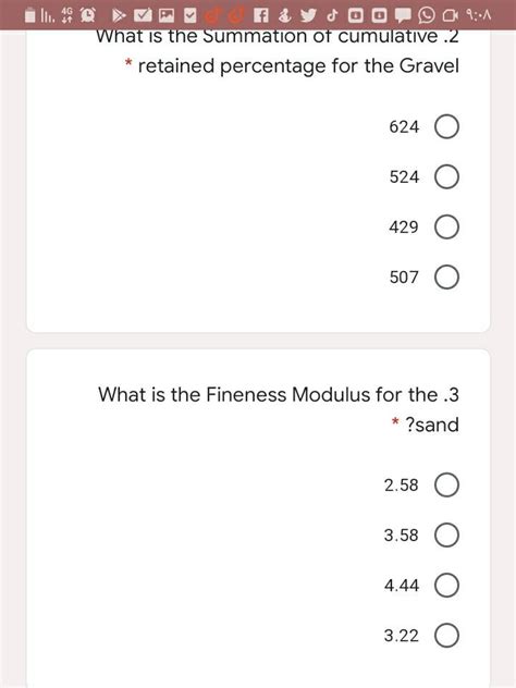 solved q2 using the sieve results of a batch of sand and
