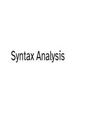Slides Syntax Analysis Pdf Syntax Analysis Where We Were Source Code Lexical Analysis Syntax
