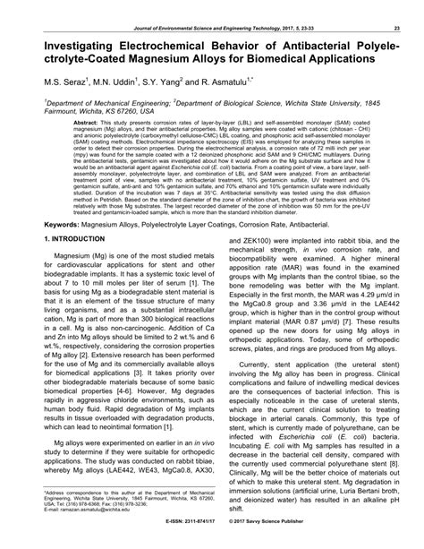 Pdf Investigating Electrochemical Behavior Of Antibacterial