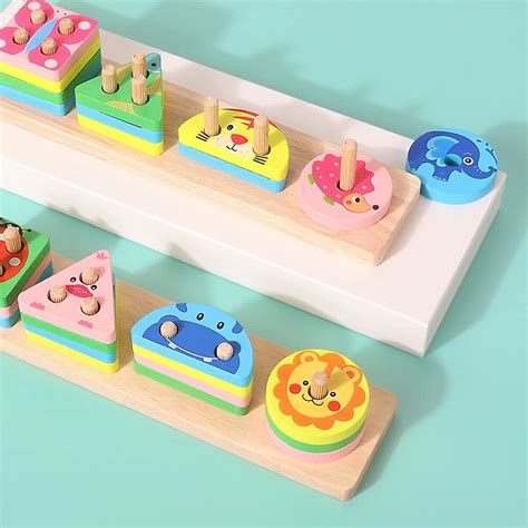 Wooden Sorting And Stacking Toy Removable Colour Sorting Board Cute