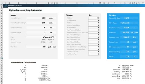 Pipe Pressure Drop Calculator - EngineerExcel
