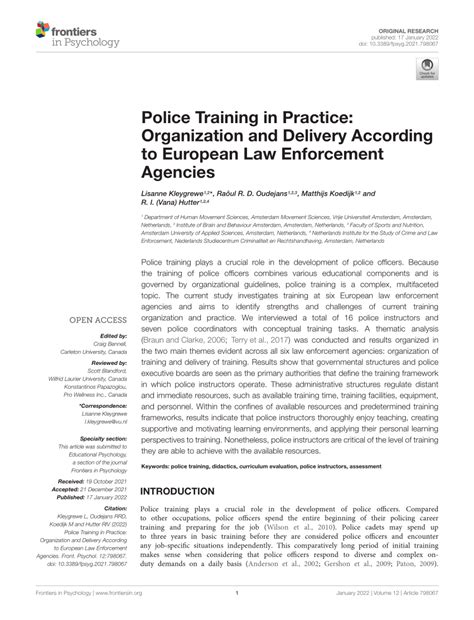 Pdf Police Training In Practice Organization And Delivery According