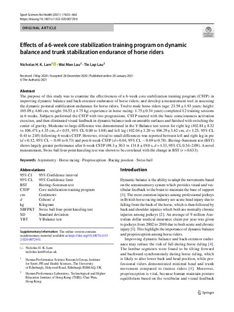 Pdf Effects Of A 6 Week Core Stabilization Training Program On