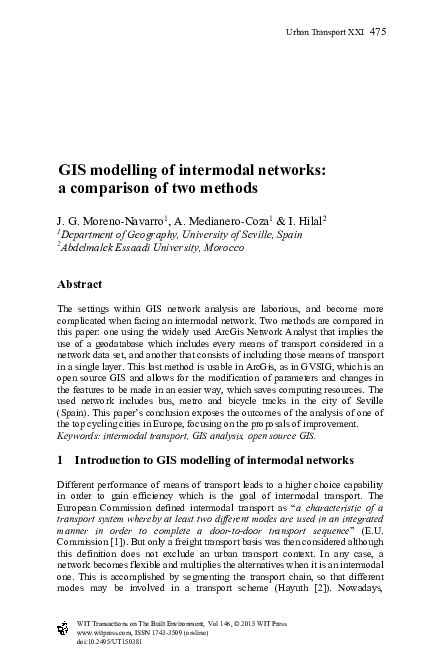 pdf gis modelling of intermodal networks a comparison of two methods