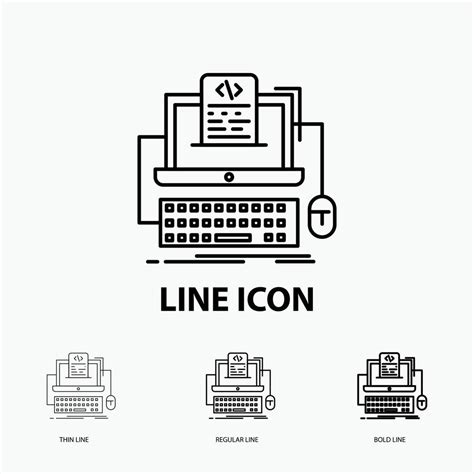 code coding computer monoblock screen icon in thin regular and