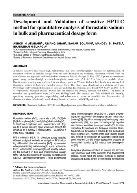 Pdf Development And Validation Of Sensitive Hptlc Method For Quantitative Analysis Of