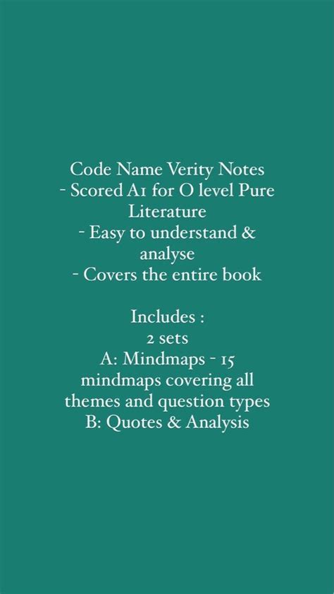 Code Name Verity Notes Hobbies And Toys Books And Magazines Assessment