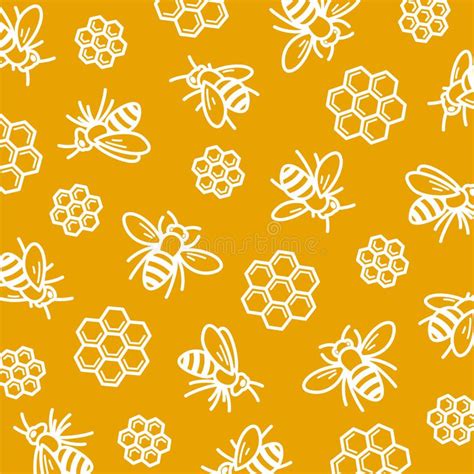 Bee Background Pattern Set Collection Icon Bee Stock Illustration