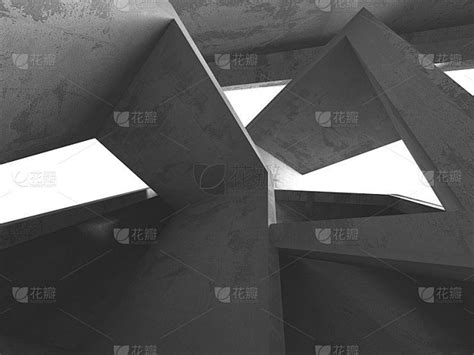 黑暗的混凝土空房间。现代建筑设计