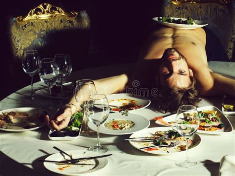 Handsome Man Lying On Table Stock Image Image Of Babe Body
