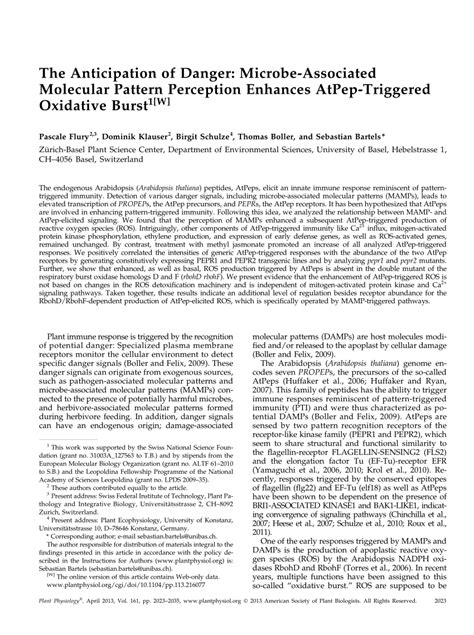 Pdf The Anticipation Of Danger Microbe Associated Molecular Pattern