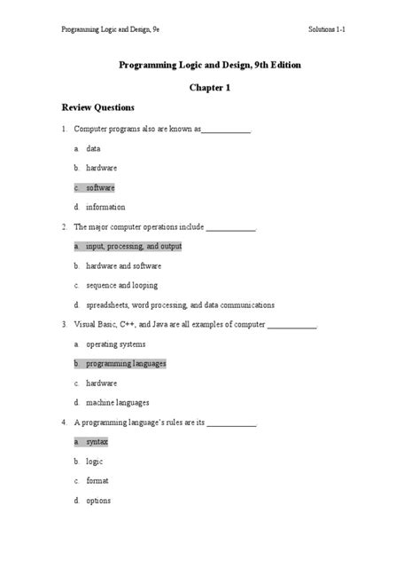 Programming Logic And Design 9th Edition Chapter 1 Pdf Computer