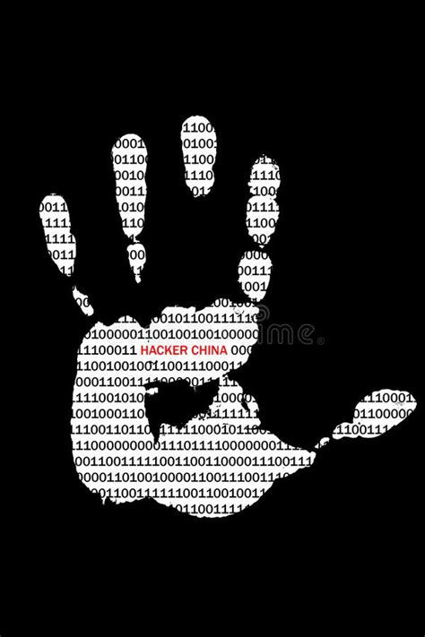 Print Left Palm Hand With Binary Code And Inscription Hacker China