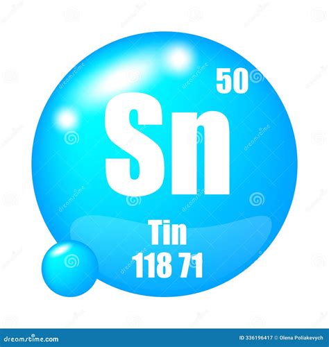 Tin Icon Sn Chemical Element Atomic Number 50 Mass 11871 Blue