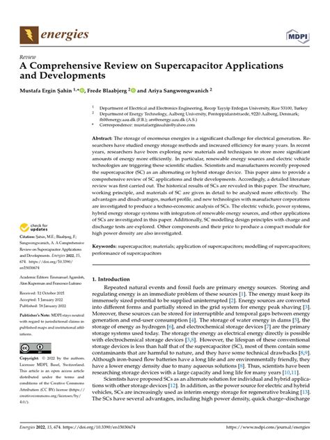 A Comprehensive Review On Supercapacitor Applications Pdf Capacitor Rechargeable Battery